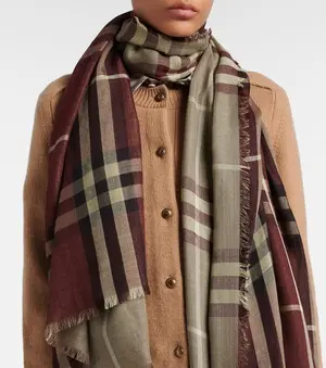 Burberry Check Wool And Silk Scarf
