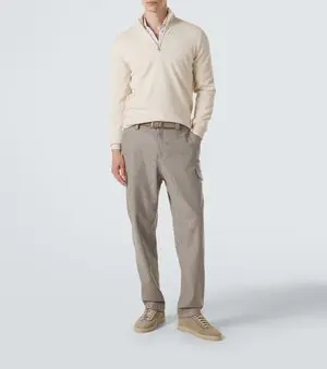Brunello Cucinelli Cashmere Quarter-zip Sweater - Beige