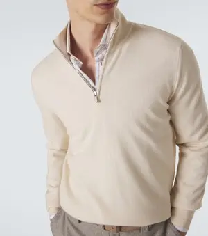 Brunello Cucinelli Cashmere Quarter-zip Sweater - Beige