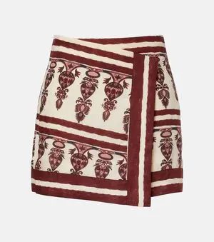 Johanna Ortiz Printed Linen Wrap Skirt - Red