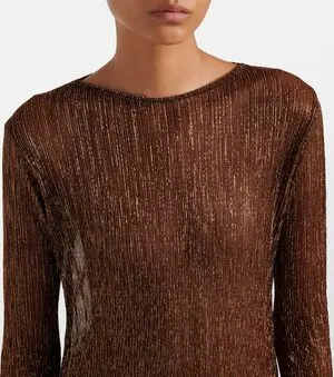 CALA DE LA CRUZ Loretta Lame Top - Orange