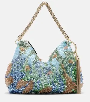 JIMMY CHOO Callie Small Brocade Top-handle Bag - Blue