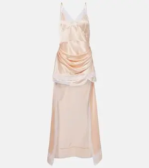 Magda Butrym Lace-trimmed Silk Satin Slip Dress - Orange