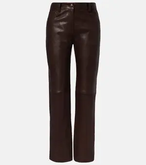 Magda Butrym Dark Leather Straight Leg Trousers
