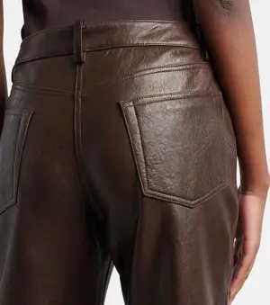 Magda Butrym Dark Leather Straight Leg Trousers