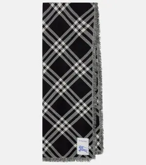 Burberry Check Wool And Silk Scarf - Grey