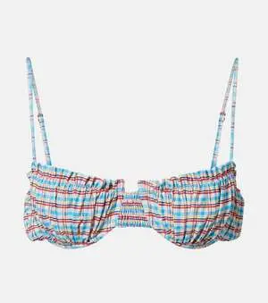 Faithfull The Brand Faithfull The Brand Esterel Checked Bikini Top Blue