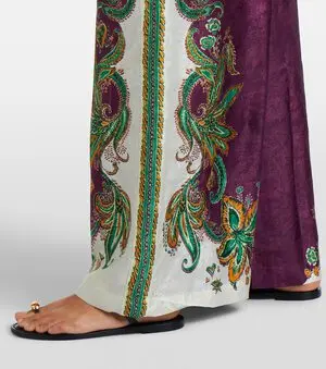 ALEMAIS Printed Wide-leg Silk Trousers - Multicoloured