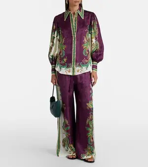 ALEMAIS Printed Wide-leg Silk Trousers - Multicoloured