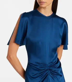 Victoria Beckham Isabella Gathered Satin Gown - Blue