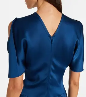 Victoria Beckham Isabella Gathered Satin Gown - Blue