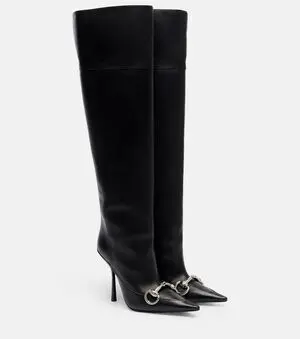 Gucci Boulevard Horsebit Leather Knee-high Boots - Black