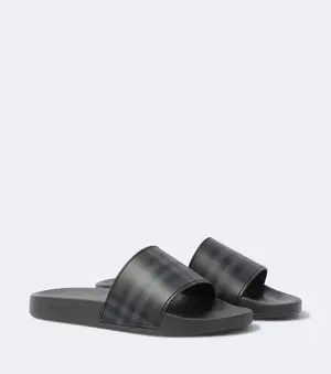 Burberry Check Slides - Grey