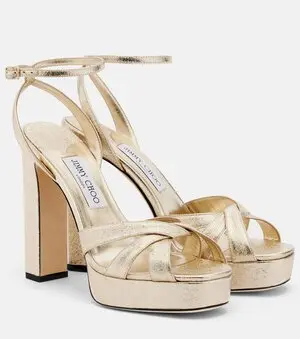 JIMMY CHOO Kove Platform Sandals - Gold