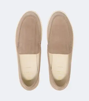 Brunello Cucinelli Chevron Suede Slip-on Shoes - Beige