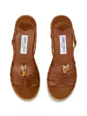 JIMMY CHOO Lemi 100 Bead-embellished Espadrille Wedge Sandals