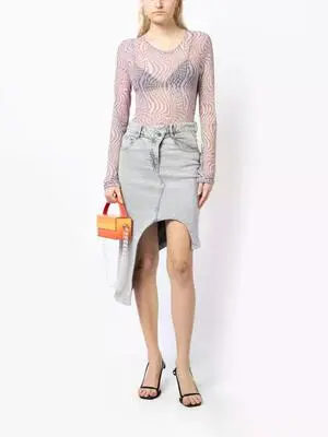 JNBY Asymmetric Washed Denim Skirt