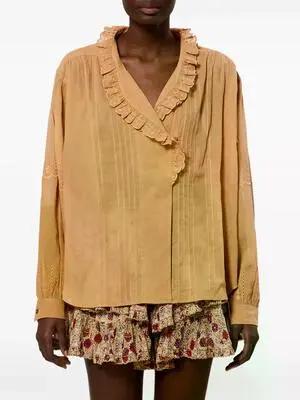 MARANT ETOILE Ruffled V-neck Cotton Blouse