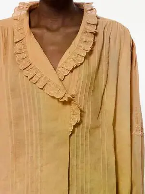 MARANT ETOILE Ruffled V-neck Cotton Blouse