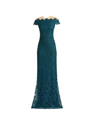 Tadashi Shoji Sequin-embellished Lace-overlay Maxi Dress