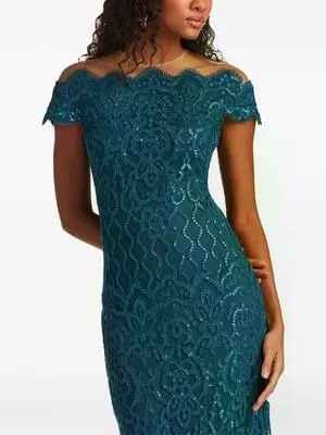 Tadashi Shoji Sequin-embellished Lace-overlay Maxi Dress