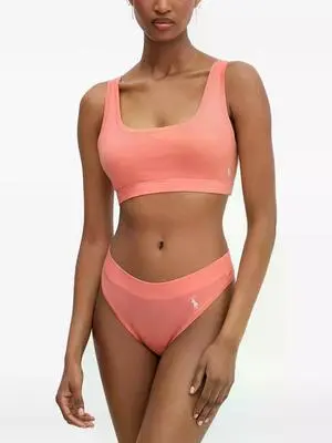 Polo Ralph Lauren Embroidered-logo Scoop-neck Bra - Orange