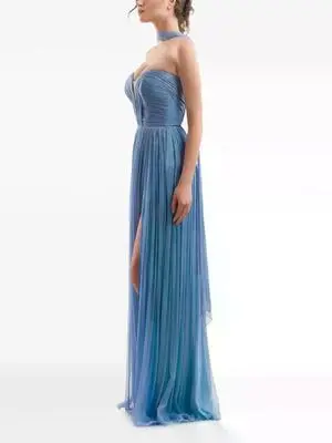 IMROSKA Iris Pleated Strapless Maxi Dress