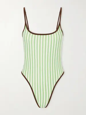 HAIGHT. Pipping Thidu Striped Swimsuit - Green