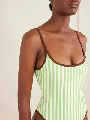 HAIGHT. Pipping Thidu Striped Swimsuit - Green