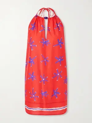 Staud Dani Floral-print Halterneck Mini Dress