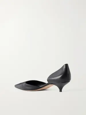 THE ROW Liisa Leather Kitten Pumps - Black