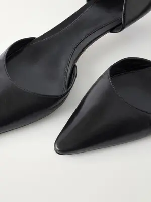 THE ROW Liisa Leather Kitten Pumps - Black