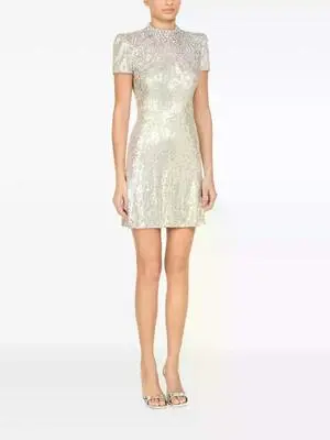 Jenny Packham Tala Embellished Mini Dress - Silver