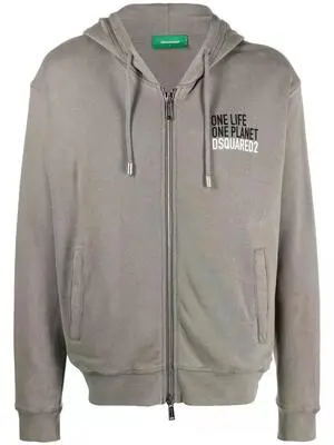 Dsquared2 Logo Print Zip-up Hoodie