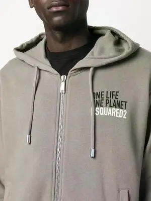 Dsquared2 Logo Print Zip-up Hoodie
