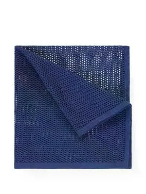 Zegna Perforated-knit Pocket Square - Blue