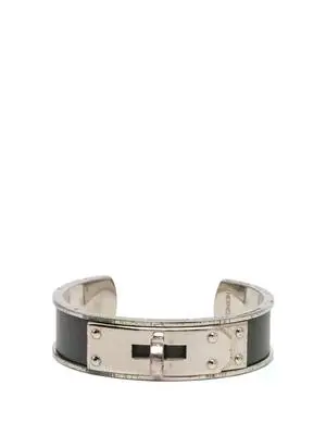 Hermès Leather And Palladium Plated Kelly Cuff Bracelet - Black