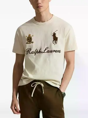 Polo Ralph Lauren Logo-embroidered Crest-patch T-shirt - Neutrals