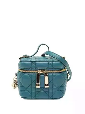 Dior Micro Lambskin Cannage Lady Vanity Case Satchel - Blue