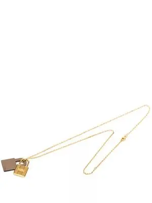 Hermès 2019 Gold Plated Swift Leather Kelly Pendant Necklace - Brown