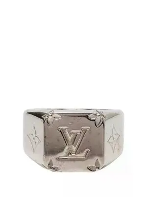 LOUIS VUITTON Brass Monogram Signet Ring - Silver