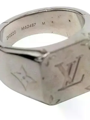 LOUIS VUITTON Brass Monogram Signet Ring