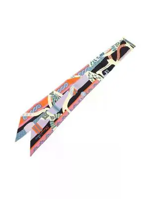 Hermès 2020-2026 Fantaisie D Etriers Silk Twilly Scarf Scarves - Blue
