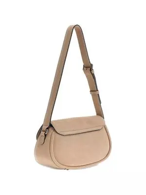Guess Suede-texture Logo-plaque Shoulder Bag