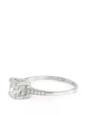 LB EXCLUSIVE Platinum Cushion-cut Diamond Ring With Pavé Set Details