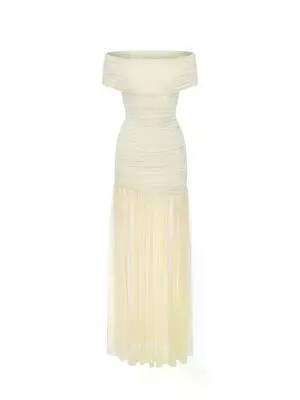 AXEL 113 Selina Off-shoulder Ruched Maxi Dress - Neutrals