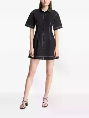 Gap Contrast-stitch Short-sleeve Mini Dress - Black
