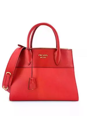 Prada Paradigme Tote Saffiano With City Calf Small Satchel - Red