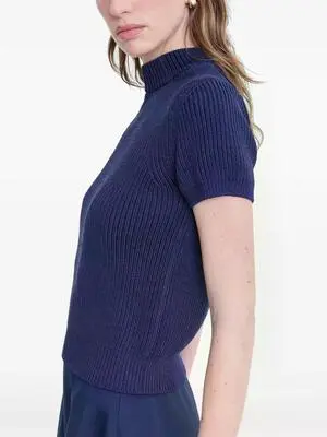 FFORME Ribbed-knit Short-sleeve High Neck Top