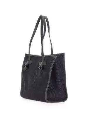 MARCELLA CLUB Ribbed Suede Tote Bag - Blue
